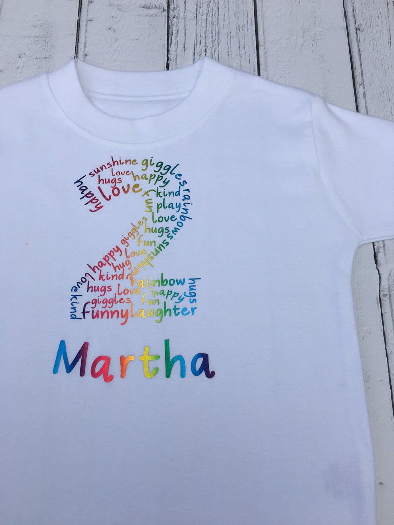 Personalised name and number unisex white cotton t-shirts for | Etsy