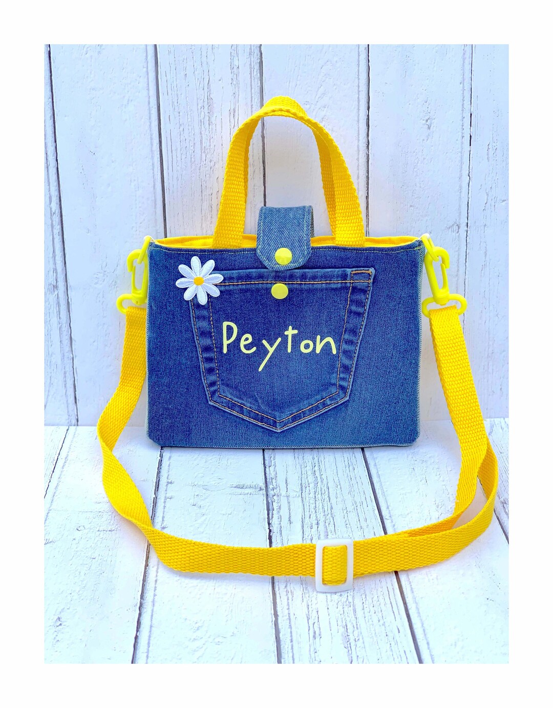 Upcycled Kids Denim Bag, Birthday Gift for Daughter, Personalised ...