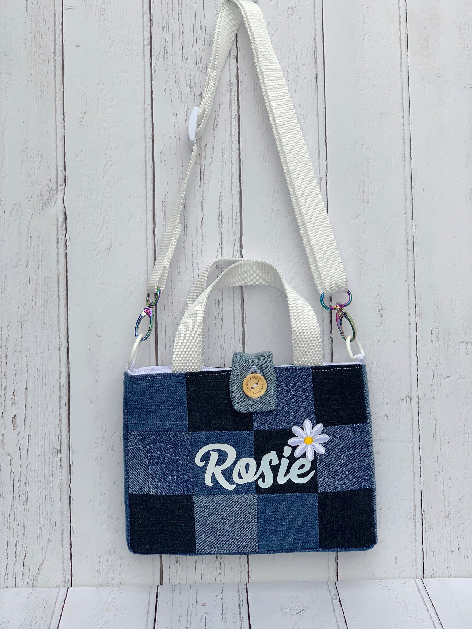 Patchwork Upcycled Denim Bag for Kids, Handmade, Birthday Gift for ...