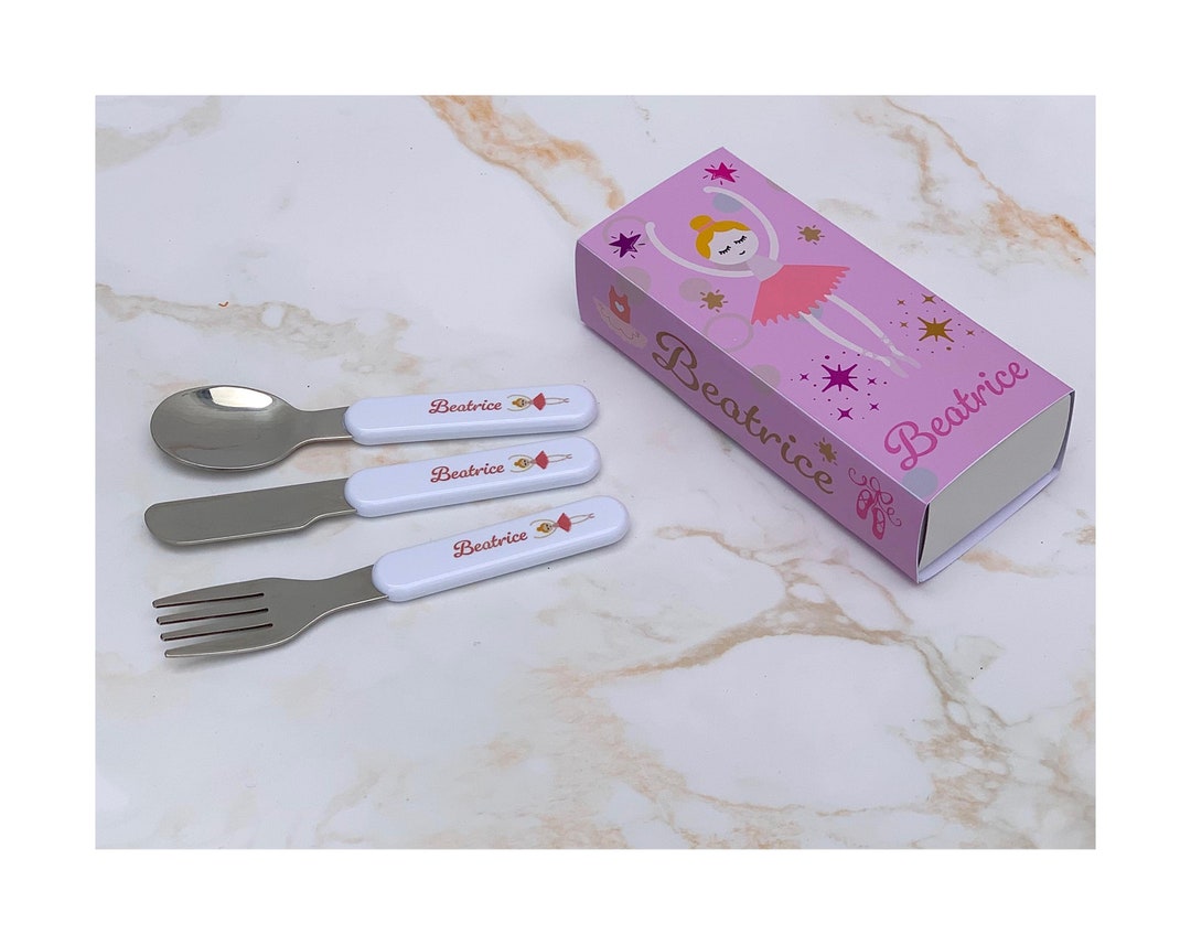 Personalised Dance Cutlery Set, Custom Toddler Fork and Spoon Set ...