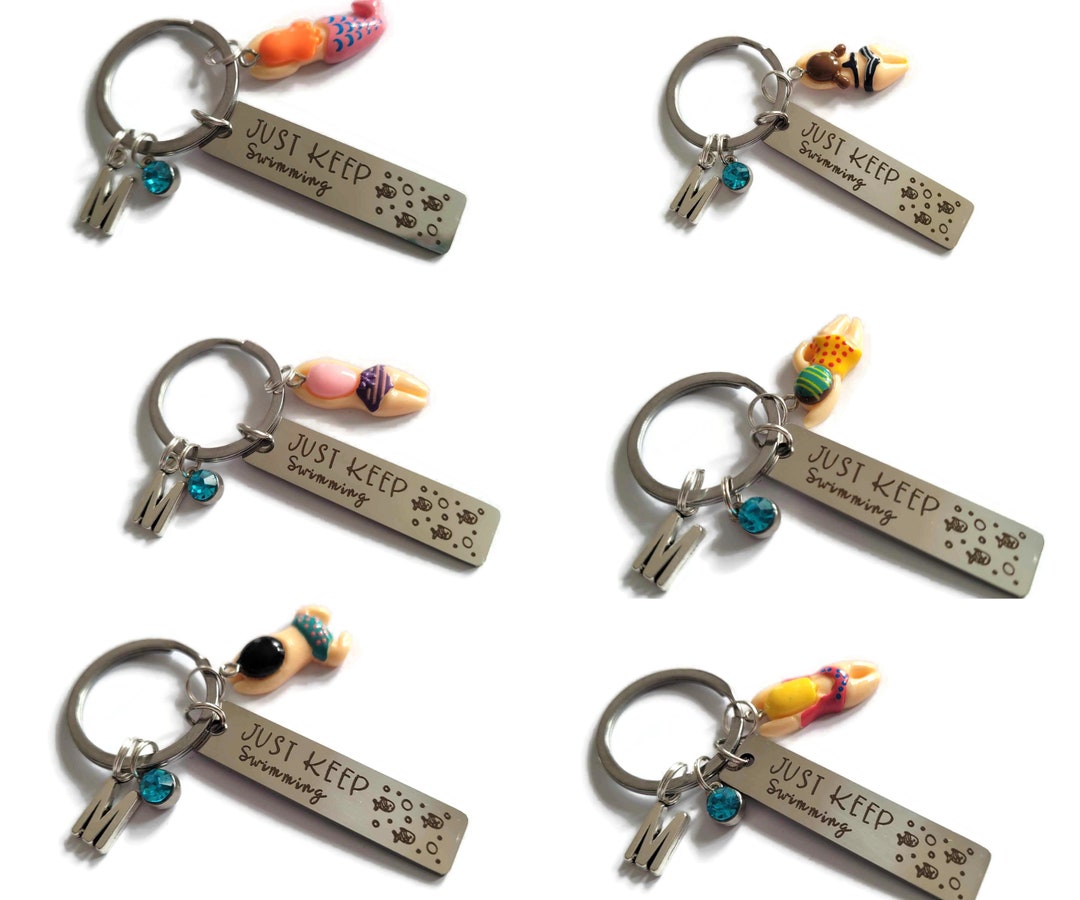 Just Keep SWIMMING Keyring Personalised Gift 6 Different Designs, Cold ...