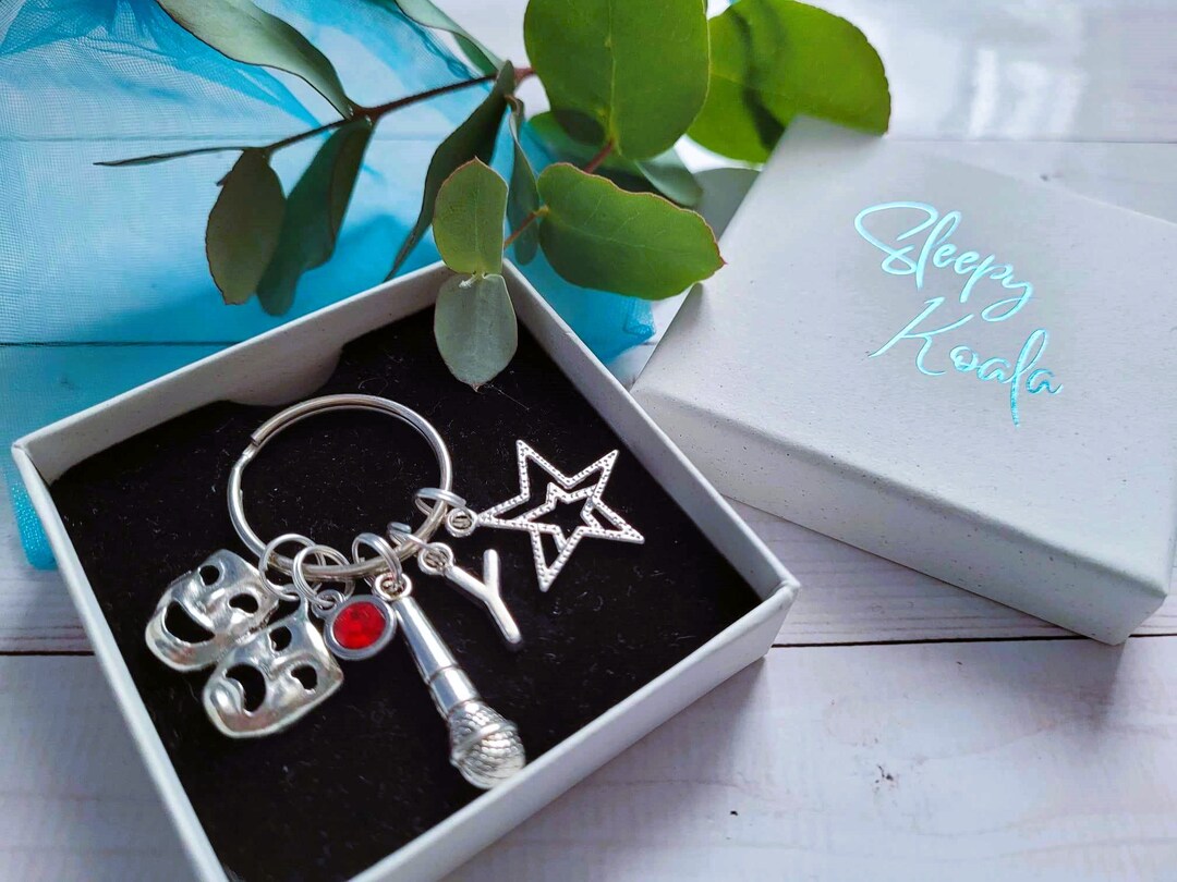 Personalised PERFORMING ARTS Themed Silver Charm Keyring or Bag Clip ...