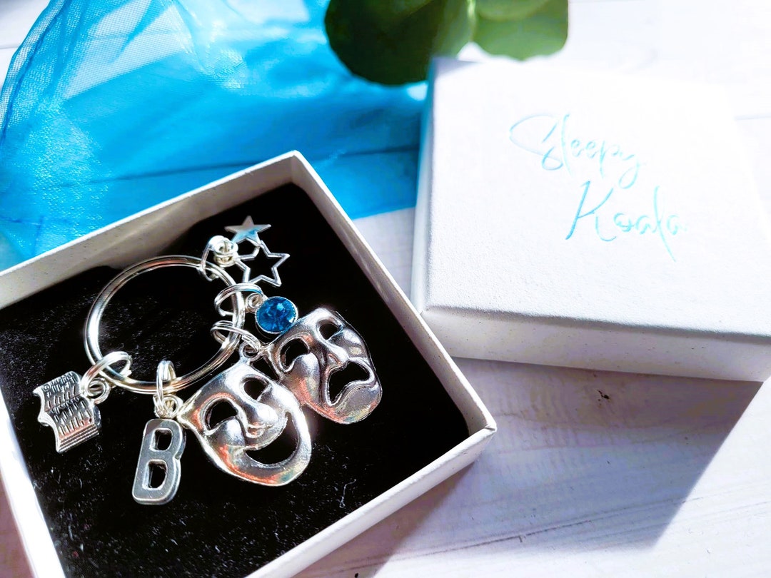 Theatre Drama Heads Keyring or Bag Clip Present, Personalised Gift ...