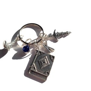 Personalised Wizard MERLIN Themed Keyring OR Bag Clip Gift, Spell Book ...