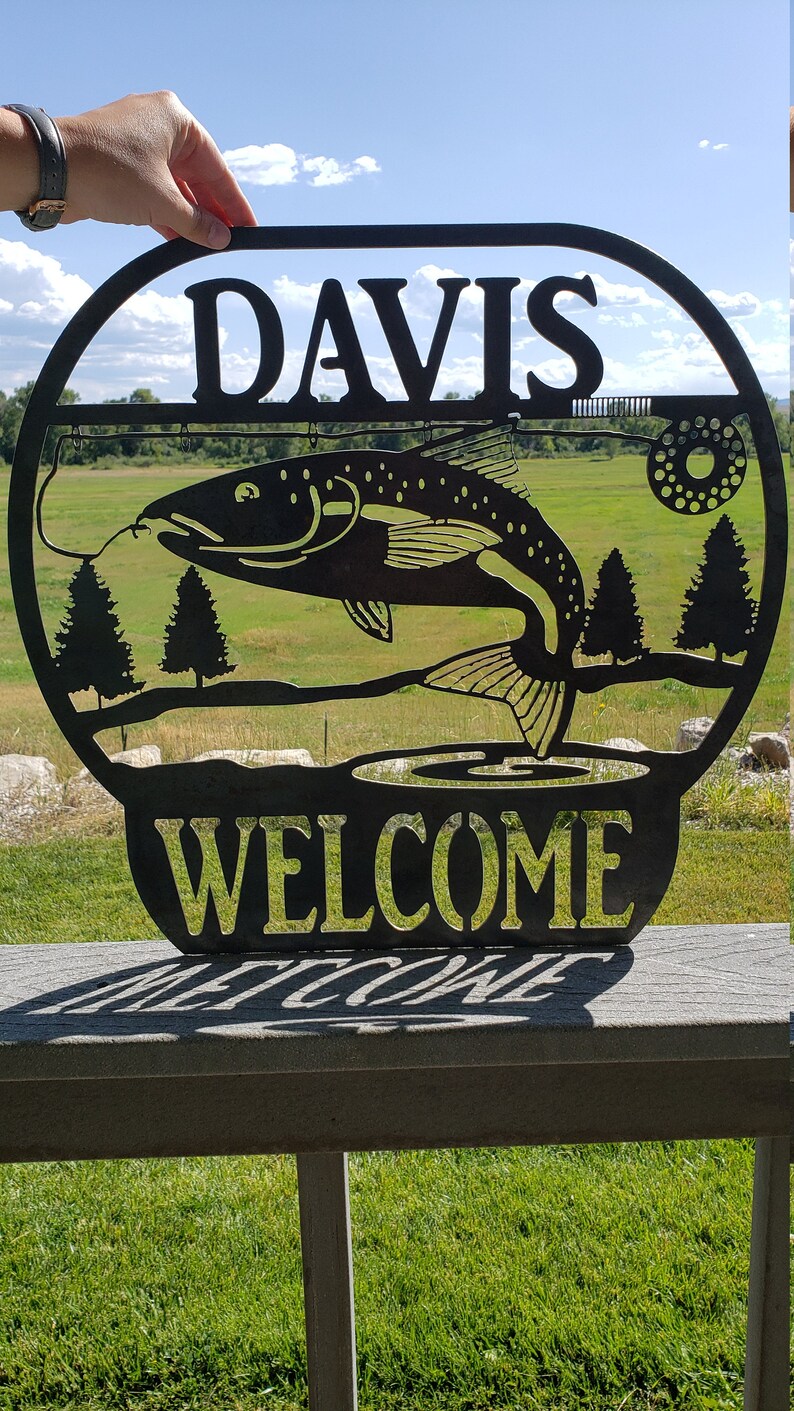 Trout Welcome Metal Sign - Etsy