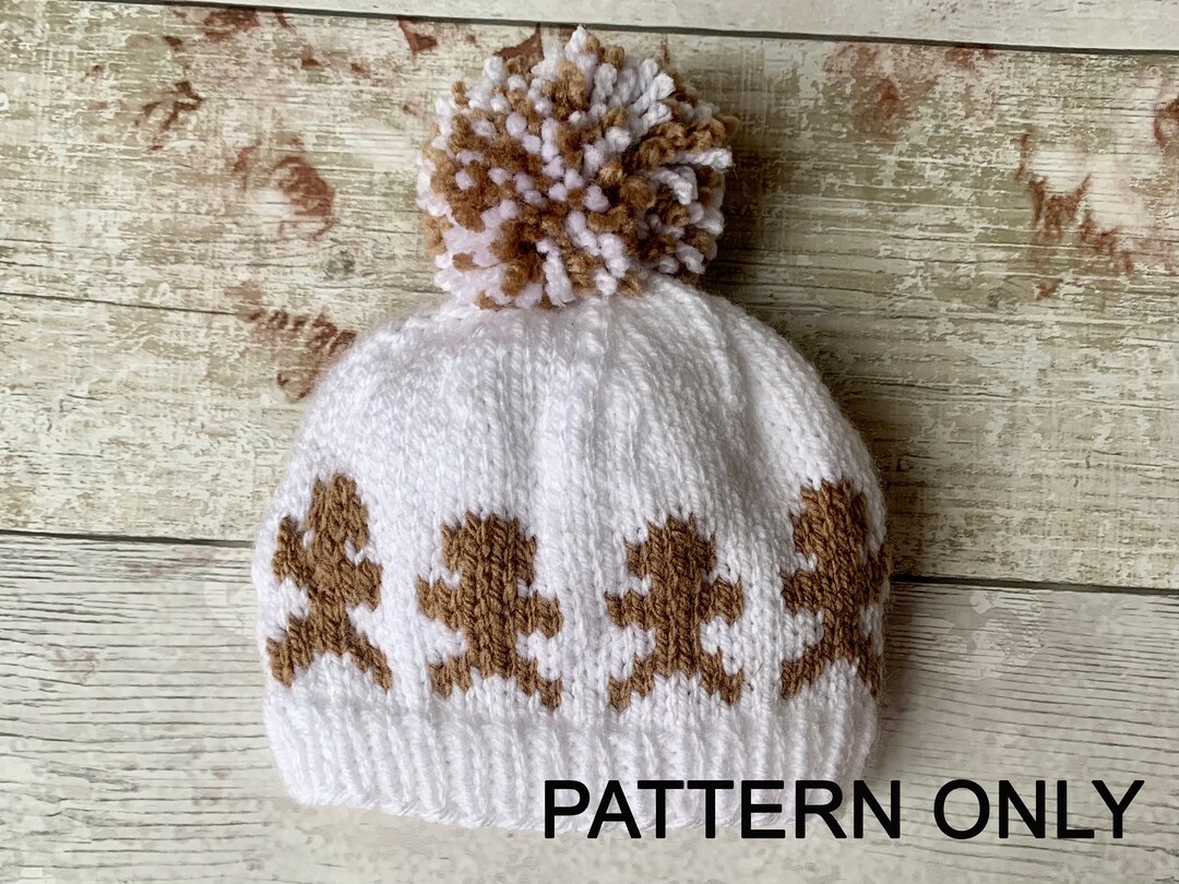 Knitting Pattern Christmas Baby Hat, Gingerbread Baby Hat, Christmas ...