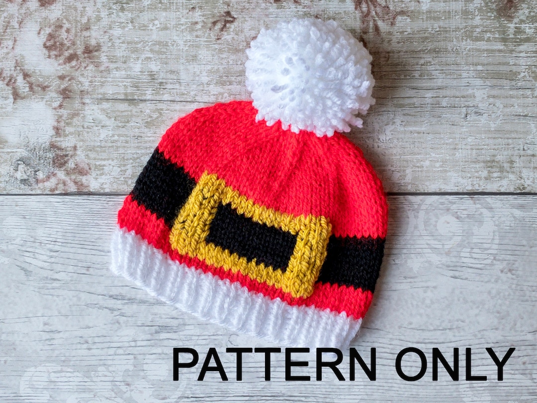 Knitting Pattern Christmas Baby Hat, Santa Baby Hat, Christmas Baby Hat ...