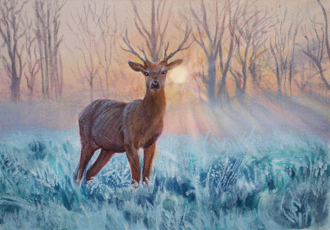 Abstract Deer Painting on Canvas - Original Acrilic Art - Animals ...