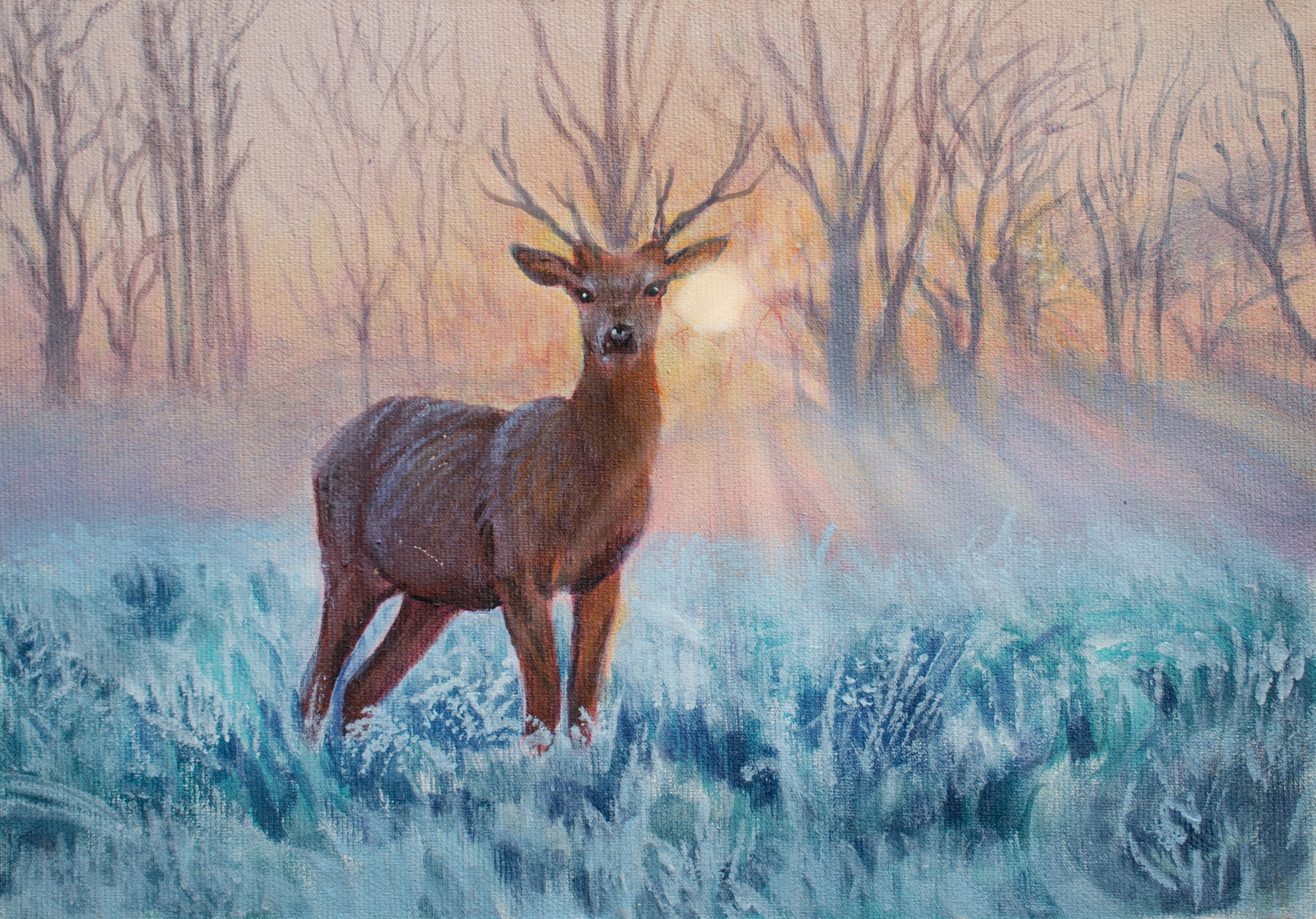 Abstract Deer Painting on Canvas - Original Acrilic Art - Animals ...