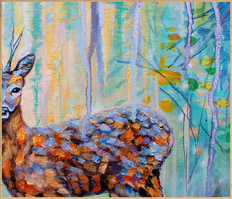 Abstract Deer Painting on Canvas Original Acrilic Art - Etsy