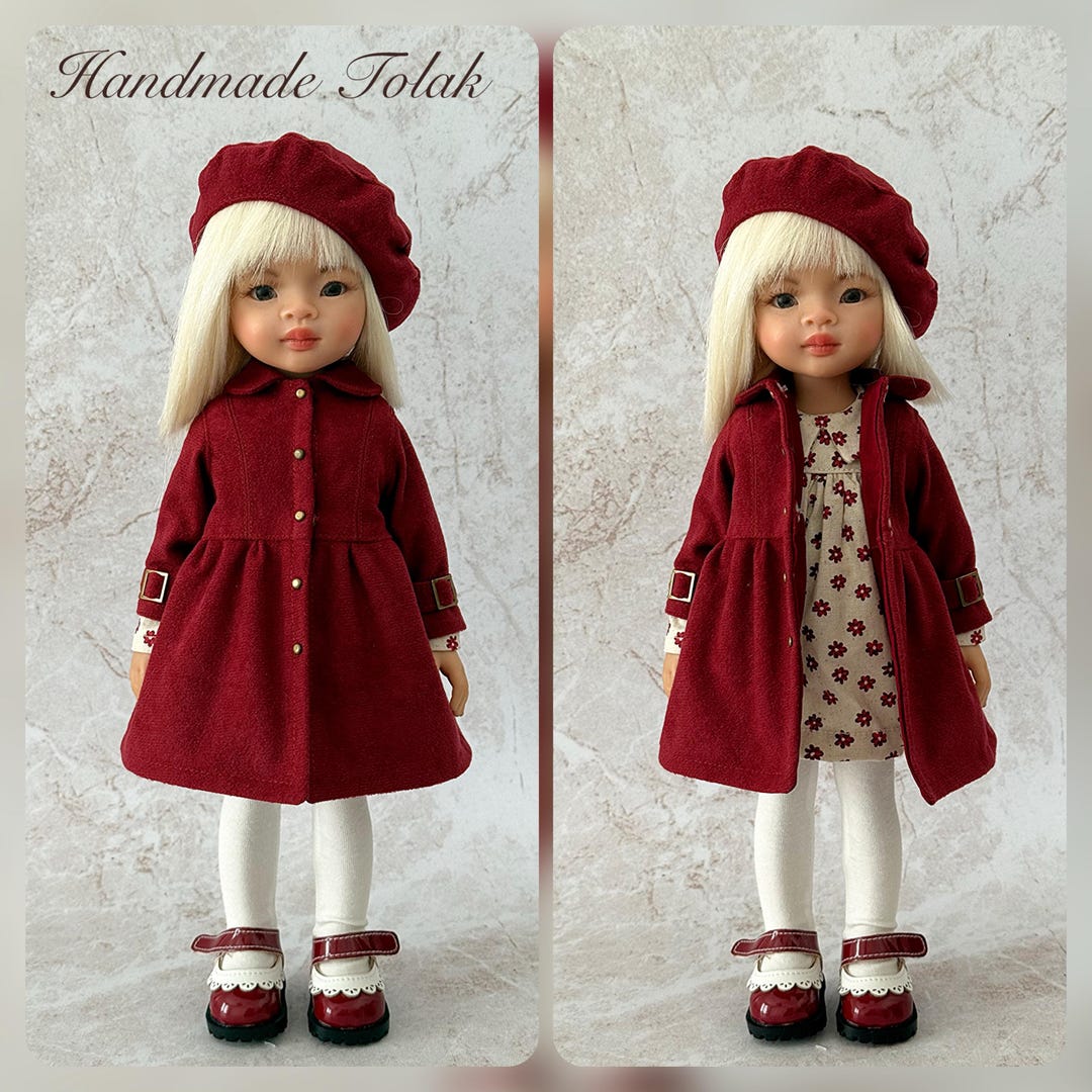 Clothes for Dolls Paola Reina 32cm Dress, Coat, Beret, Shoes Variants ...