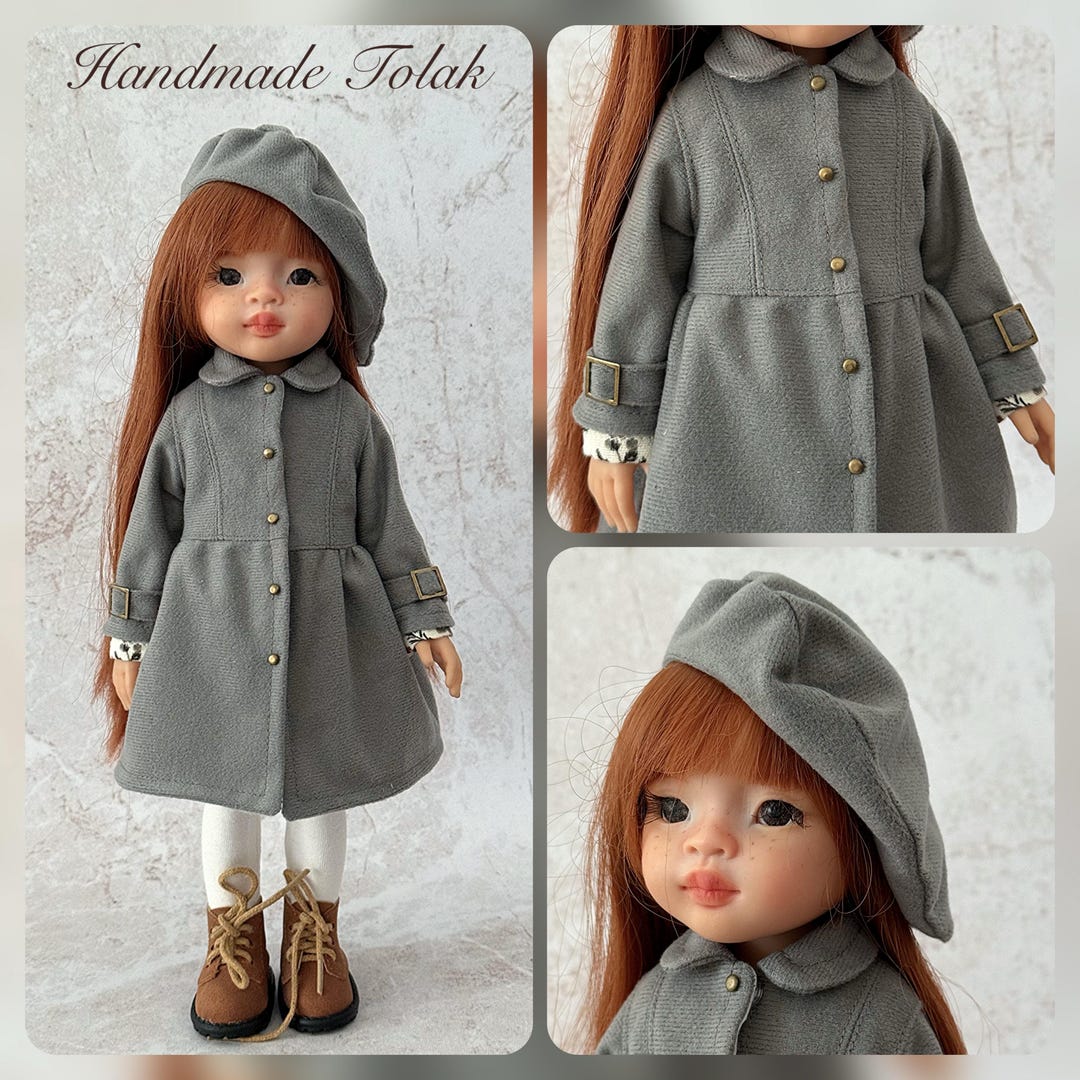 Clothes for Dolls Paola Reina 32cm Dress Muslin, Coat, Beret, Shoes ...