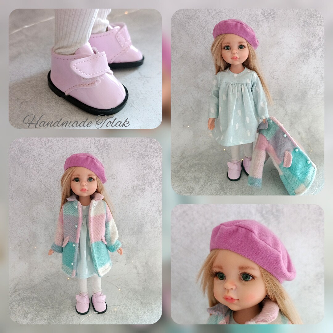 Outfit Paola Reina 32cm 13 14 Dress, Coat With Lining, Beret, Tights ...