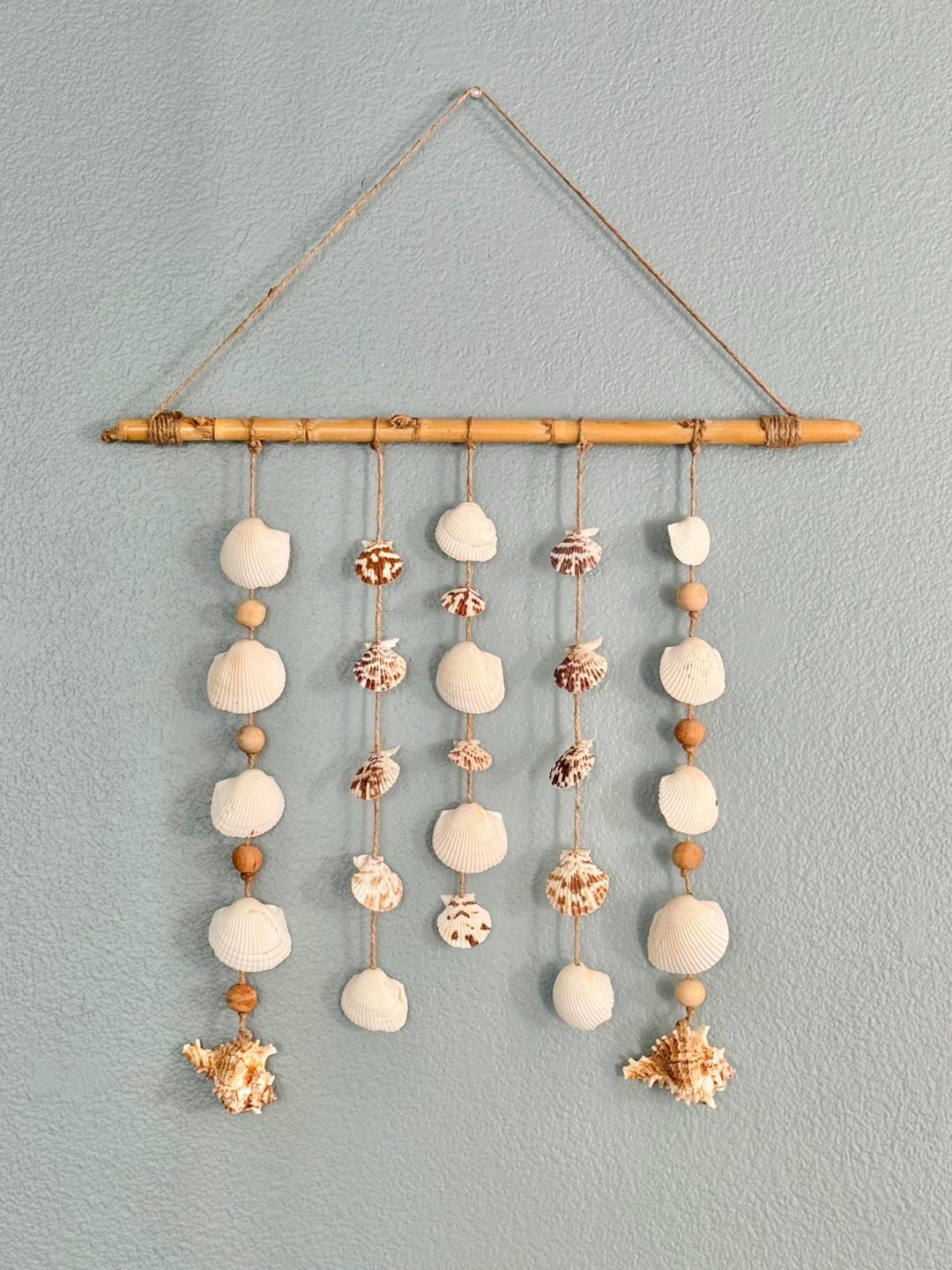 Sea Shell and Wood Bead Hanging - Etsy