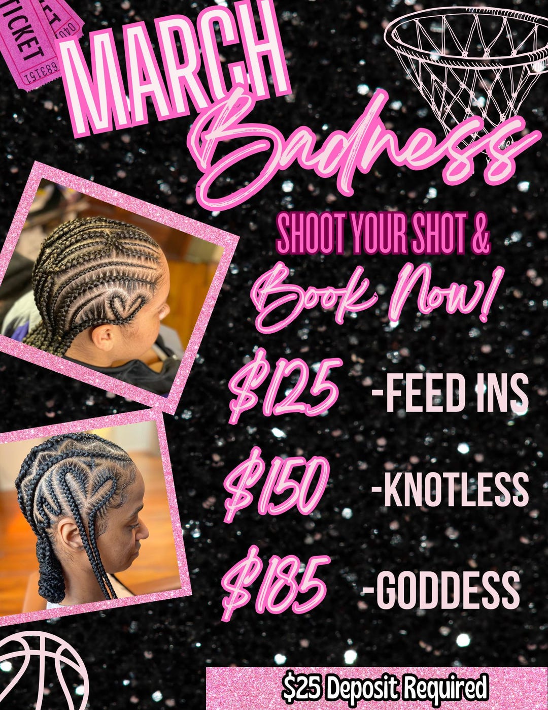 Pink March Madness Booking Flyer - March Badness - March Flyer - Hair ...