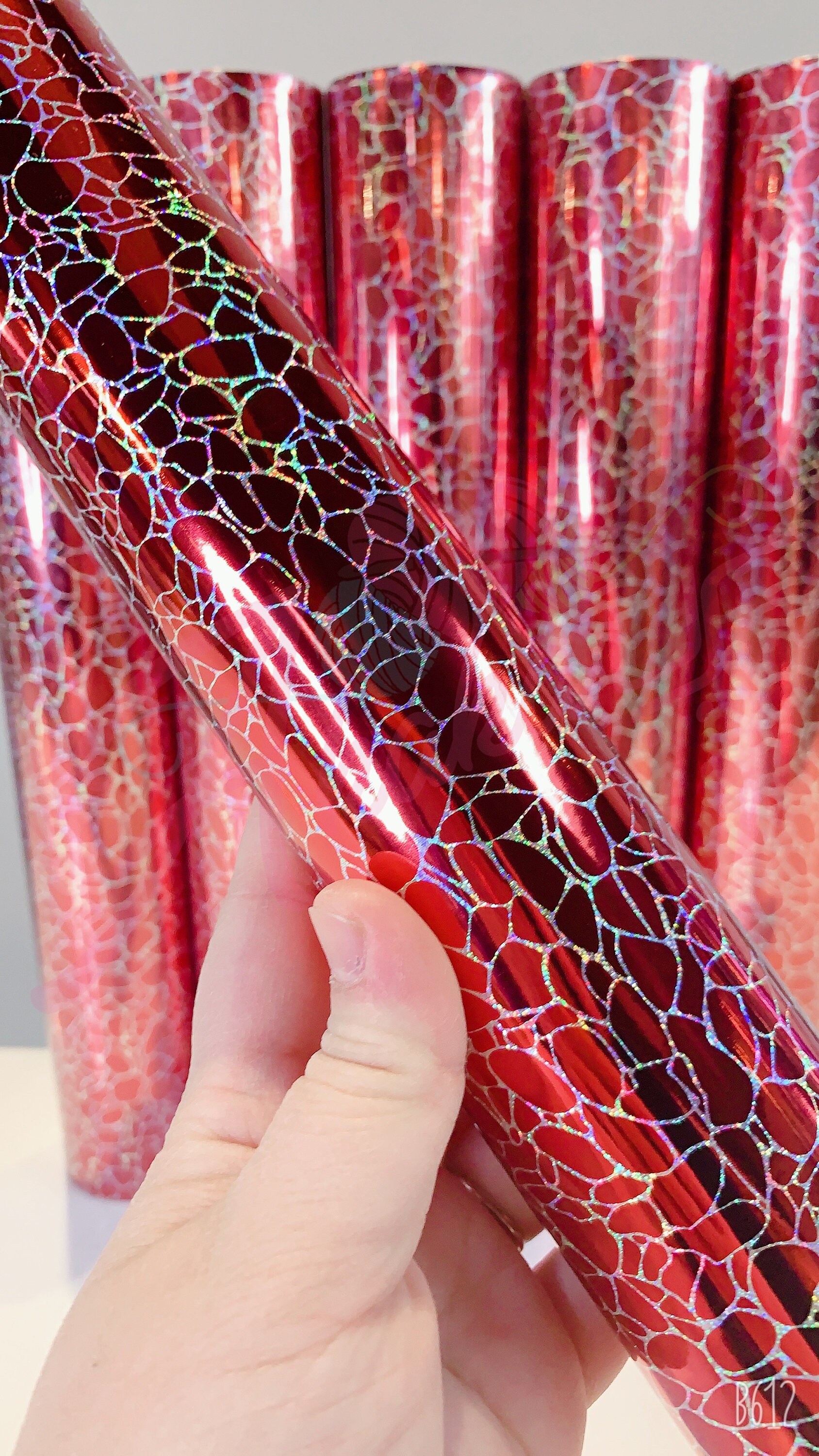 Red Holographic Stone Vinyl for Cricut, Silhouette, Cutters | Permanent ...