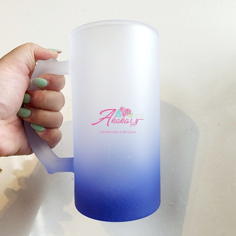 Beer Mug 16 Oz Frosted Gradient Beer Mug, Sublimation Beer Mug ...