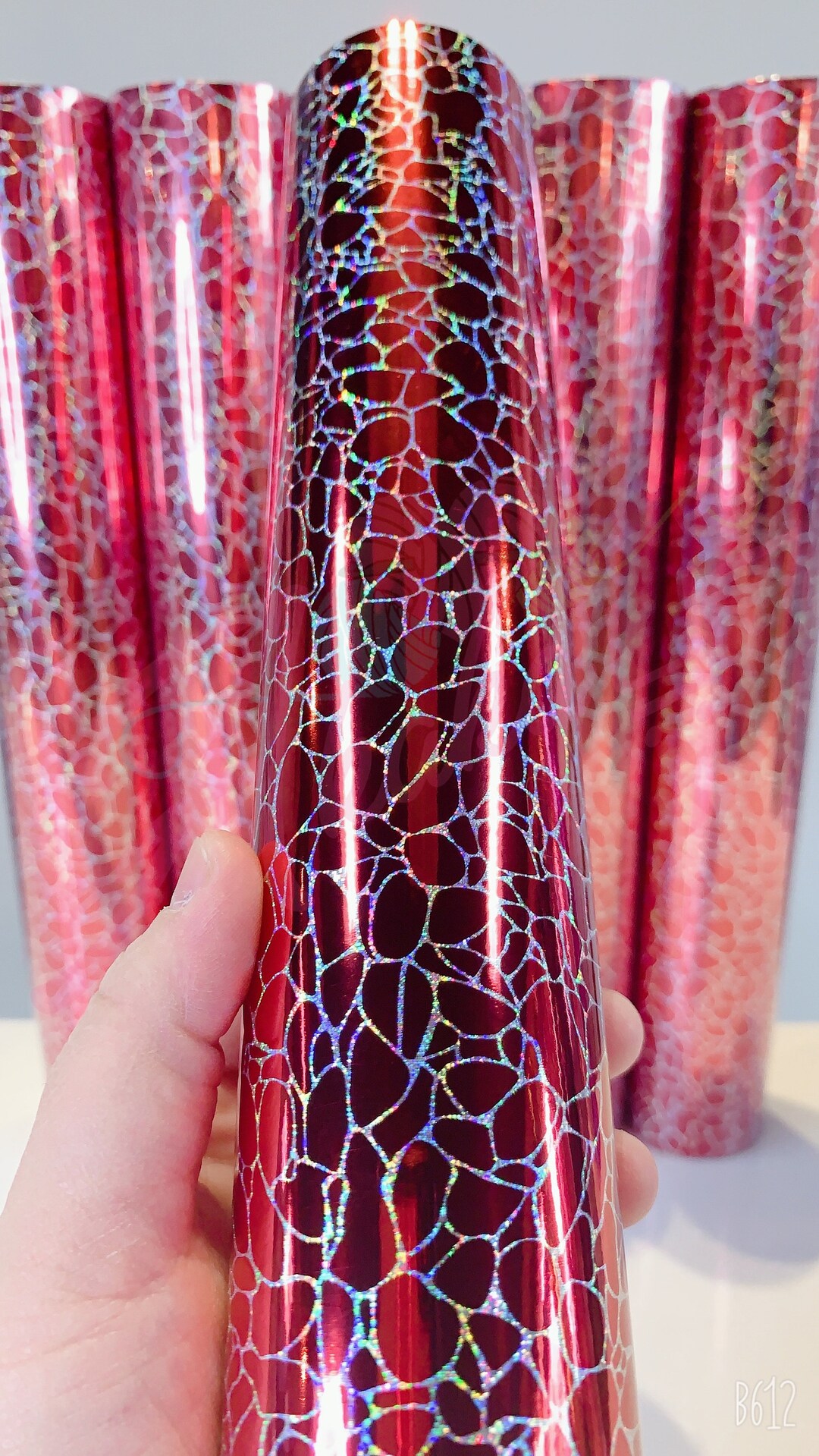 Red Holographic Stone Vinyl for Cricut, Silhouette, Cutters | Permanent ...