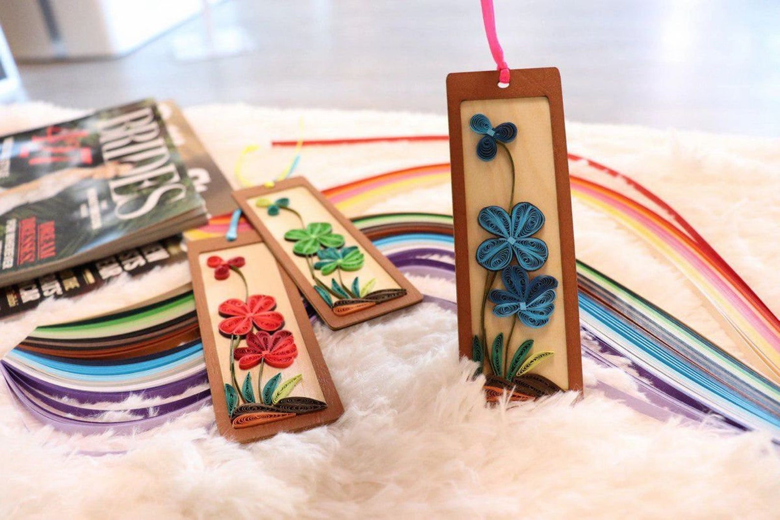 Lucky Leaves Quilling Bookmark Handmade With Love Idea for - Etsy