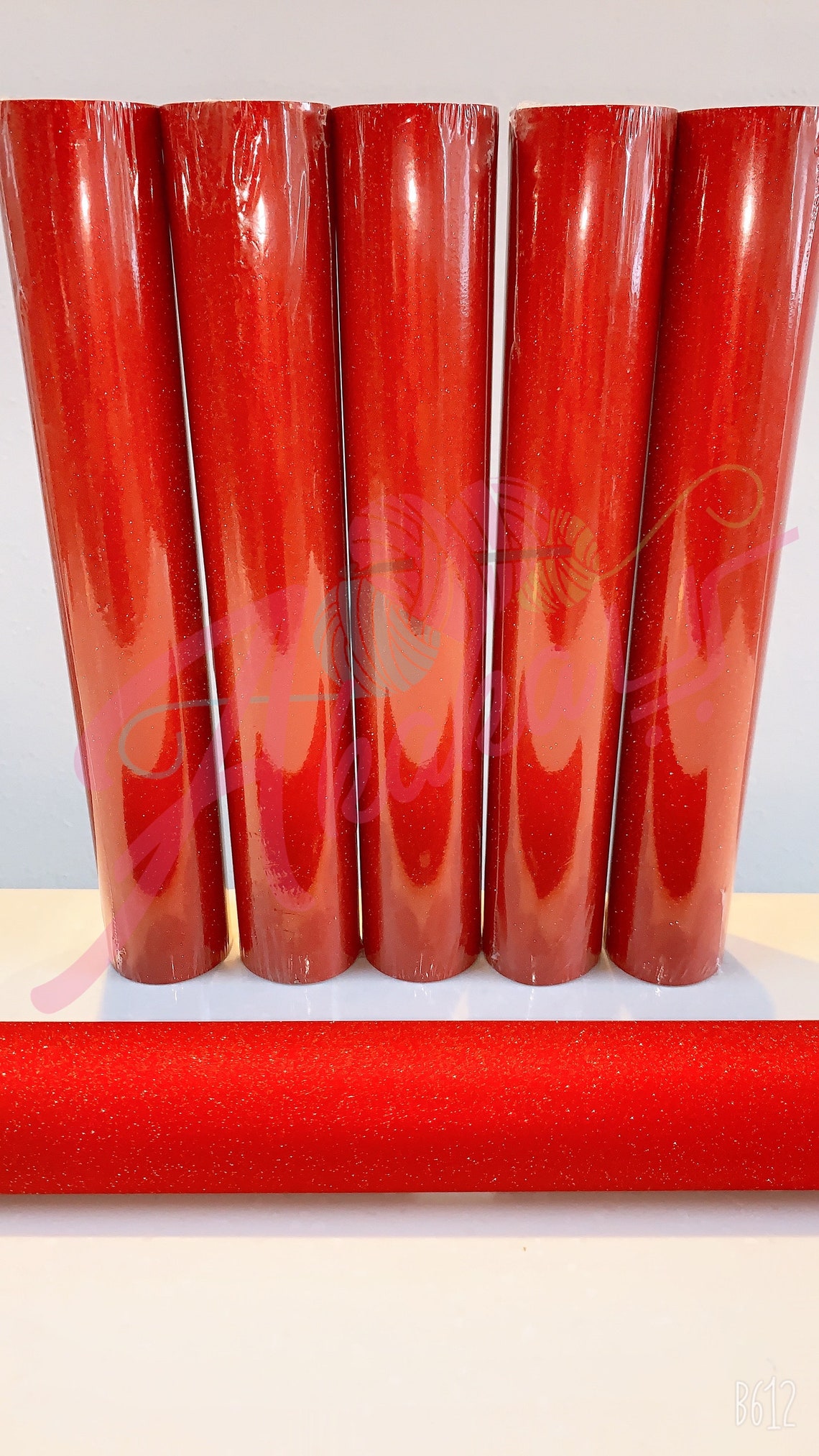 Red Glitter Vinyl for Any Cutters Glitter Vinyl Permanent | Etsy