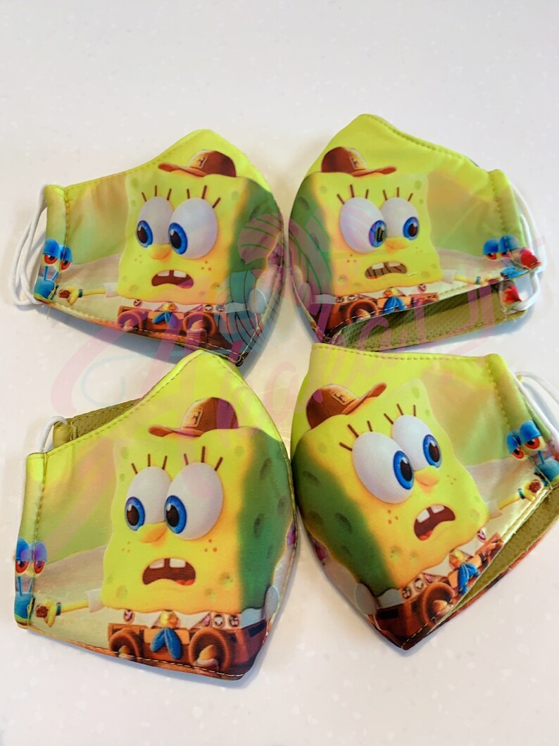 SpongeBob SquarePants Face Mask Washable Children Kids Face | Etsy