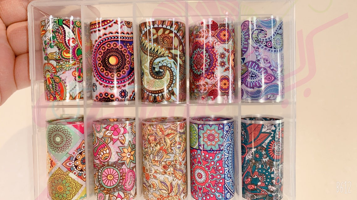 Mandala Nail Foil Transfer Sticker Flower Nail Art Tips | Etsy