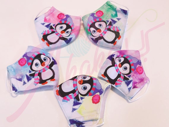 Penguin Kid Face Mask Christmas Child Face Mask Washable | Etsy