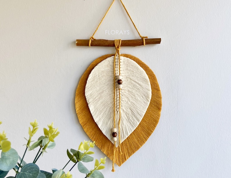 Macrame Leaf Wall Decor Tutorial: DIY Feather Pattern (PDF) - Etsy