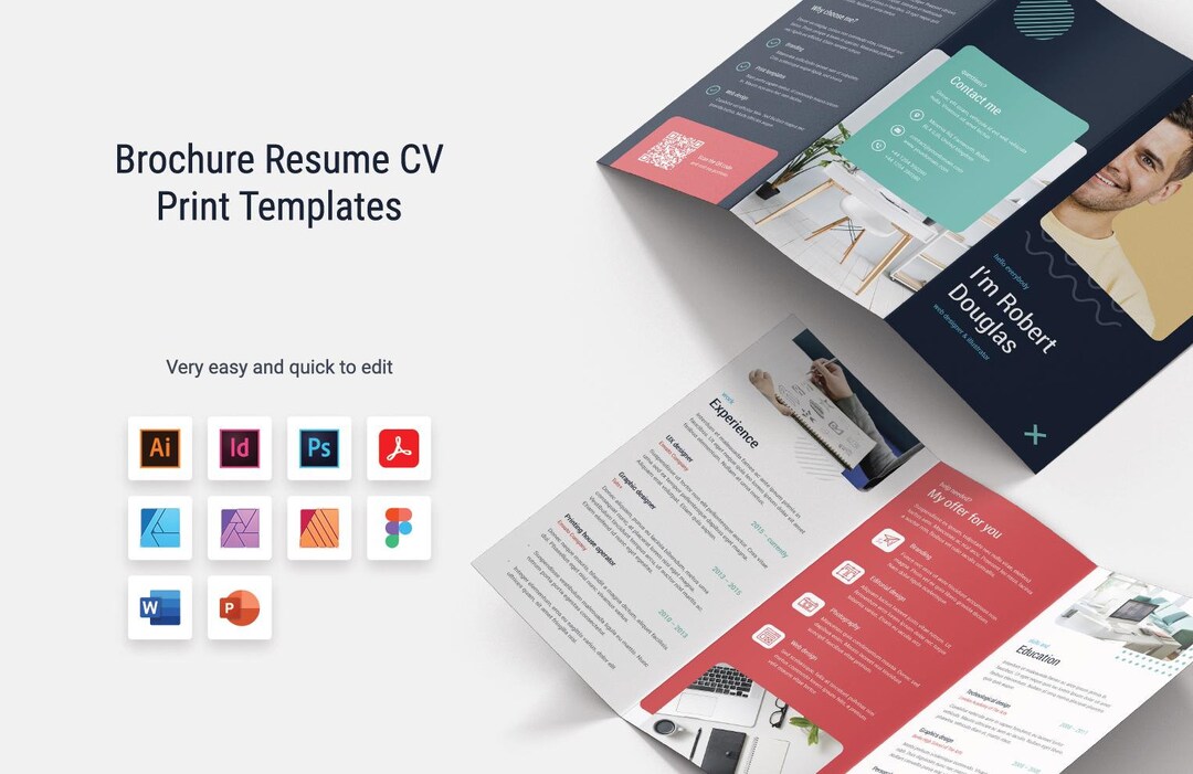 Tri-fold Resume Brochure Template: Creative CV Design (A4/US Letter) - Etsy