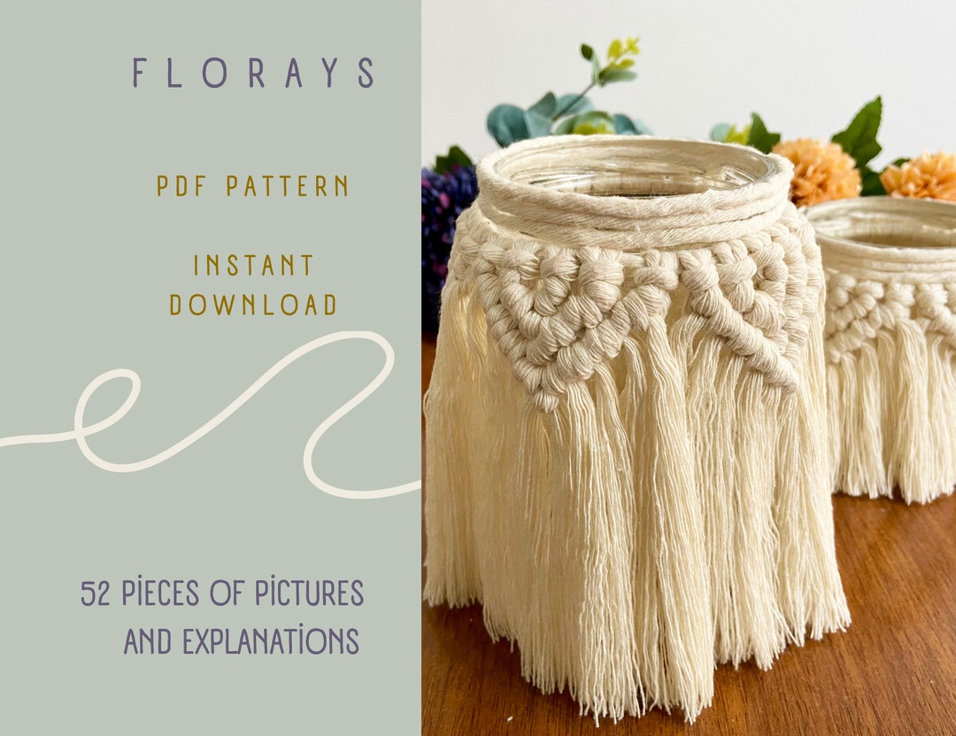 Macrame Jar Cover PDF Pattern, Macrame Tutorial, Macrame Hanging ...