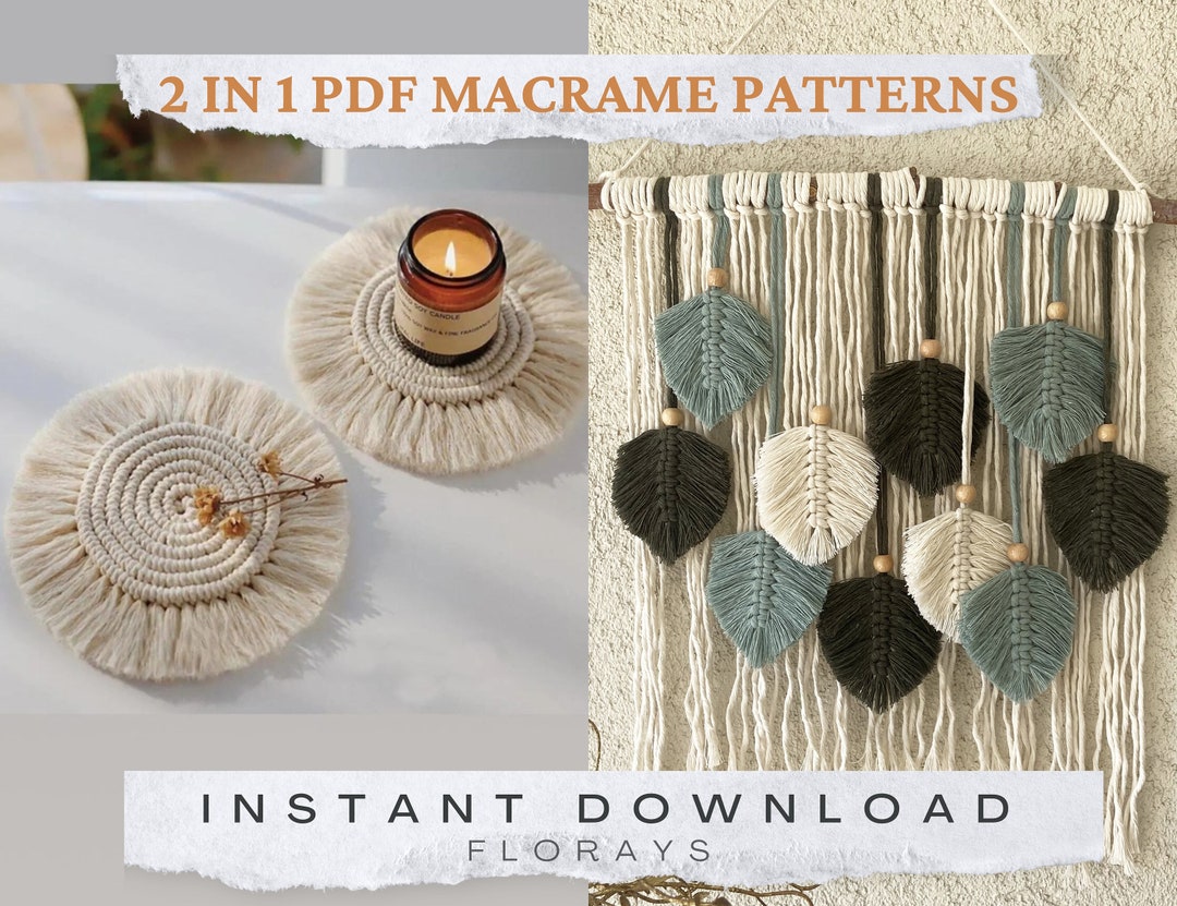 2 in 1 Macrame Pattern PDF With Photos, Beginner Macrame Wall Hanging ...