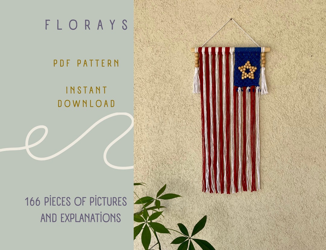 American Flag, Macrame American Flag, American Flag Macrame Wall Decor ...