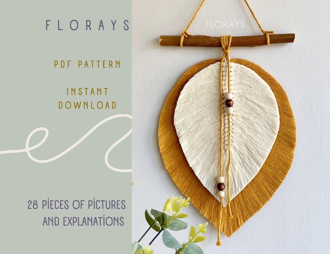 PDF Tutorial of Macrame Leaf Wall Decor Tutorial,macrame Feather PDF ...
