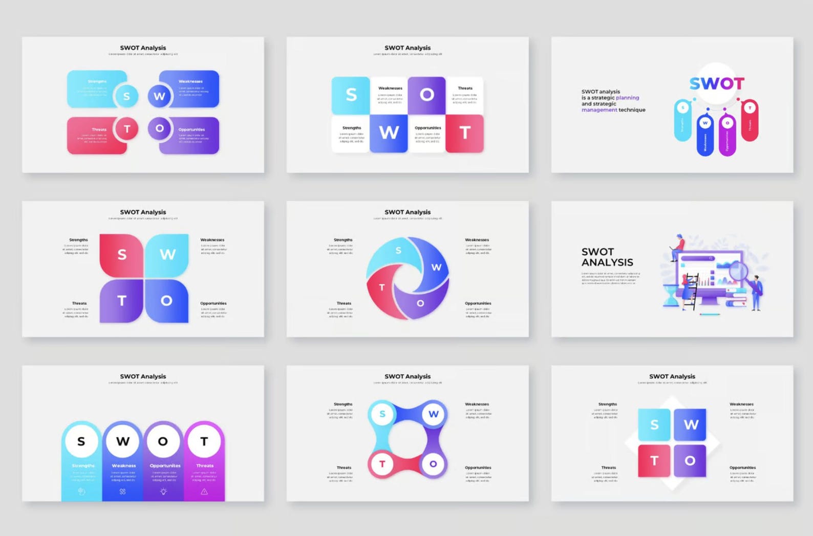 SWOT Analysis Templates Diagrams for Powerpoint, Illustrator, Keynote ...