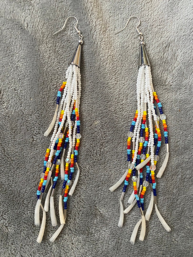 Natural Dentalium Shell Earrings With Sterling Silver Cones and ...