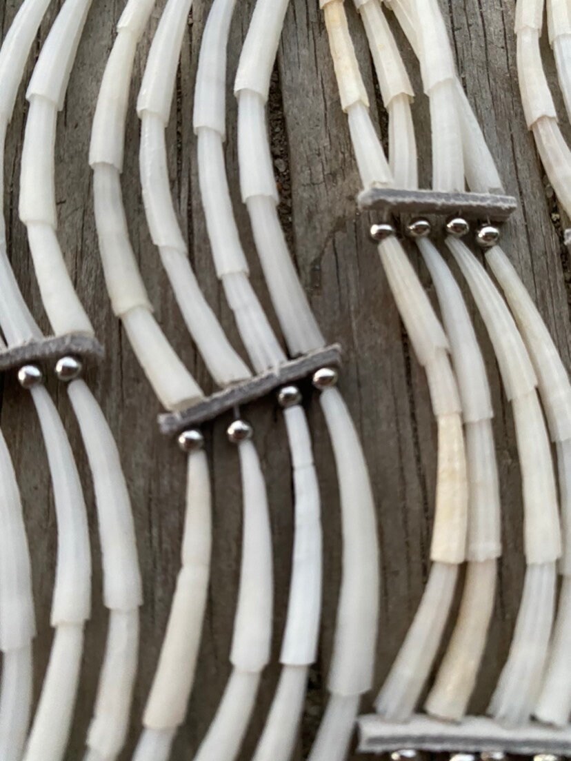 3 Tier Natural Dentalium Shell Earrings With Sterling Silver Hardware - Etsy