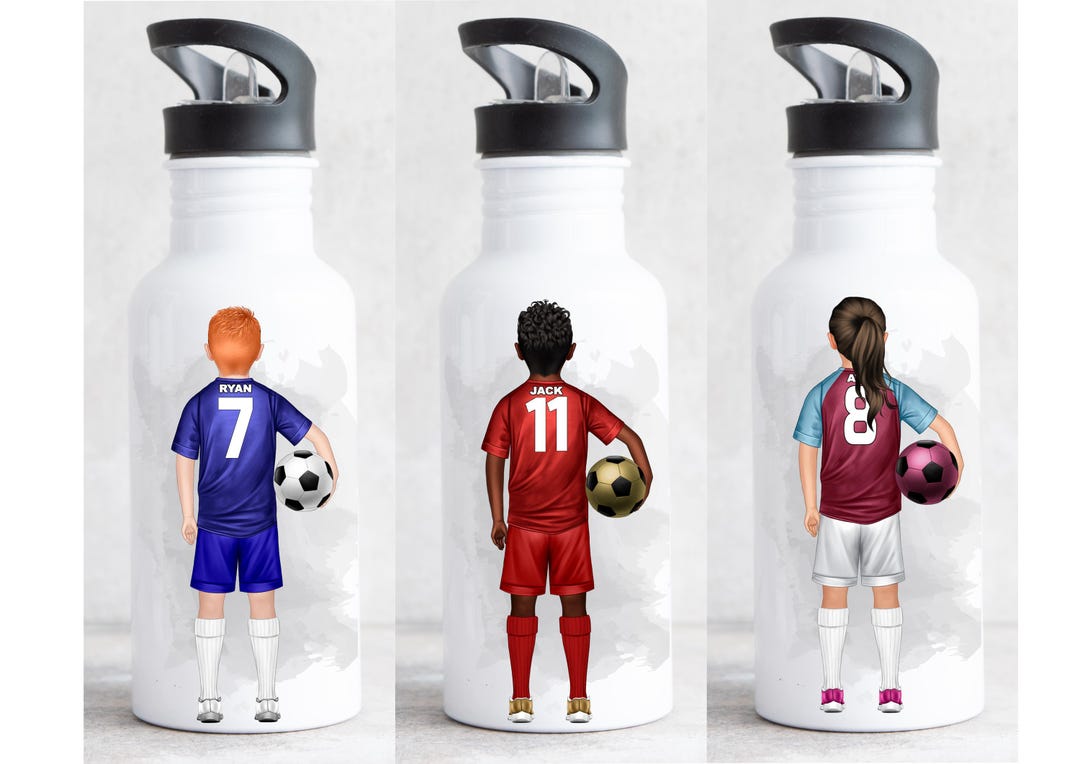 PERSONALISED FOOTBALL BOTTLE | Football Water Bottle | Boys Football ...