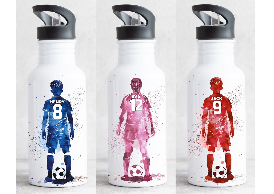 PERSONALISED FOOTBALL BOTTLE, Football Water Bottle, Girls Football ...
