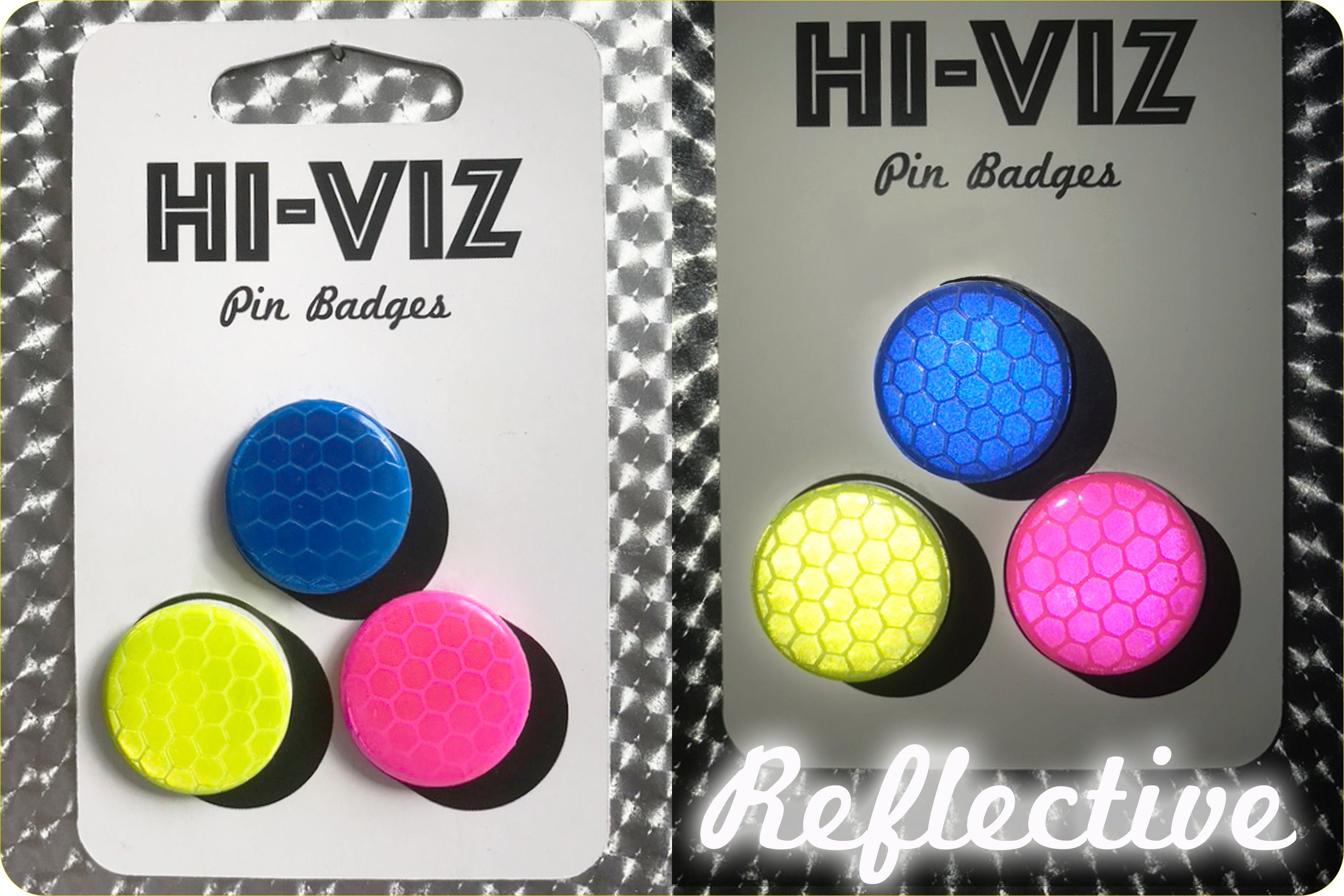 Reflective Badge Buttons - High Visibility Pin Badges - Hi Viz Pin ...