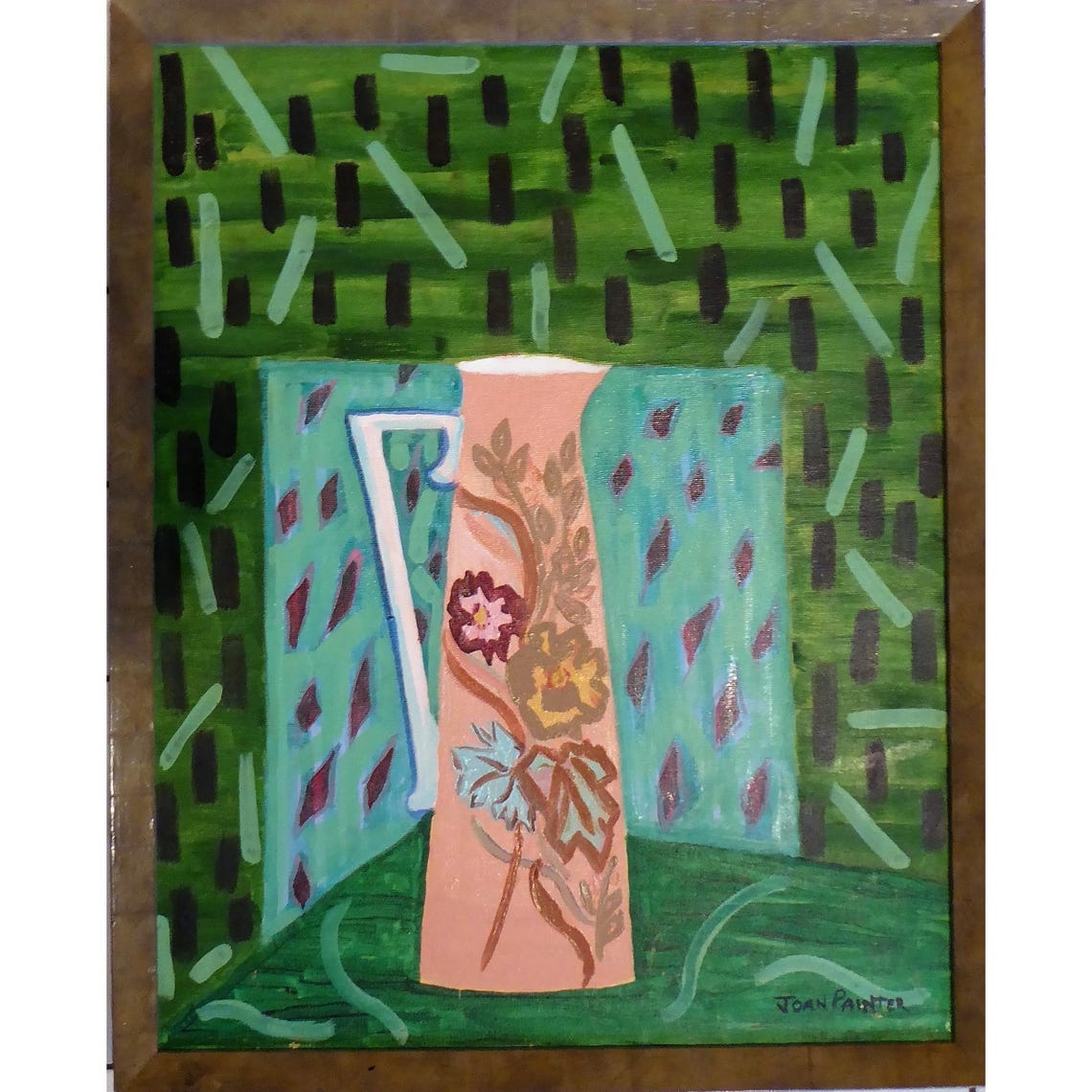 Flowery Jug, Original Art From Joan Painter Approx. 43 X 54cm, Framed ...