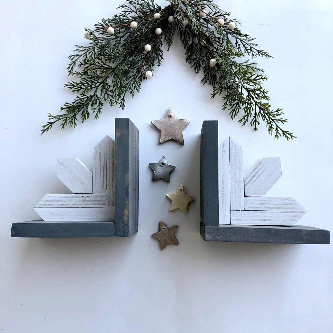 Snowflake Bookends, Winter Bookends, Wooden Bookends, Book Ends ...