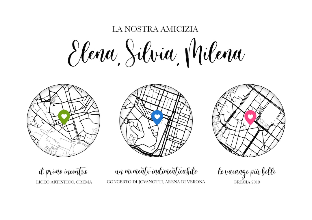 Friendship Map, the Places of Your Friendship, Digital Art, Printable ...