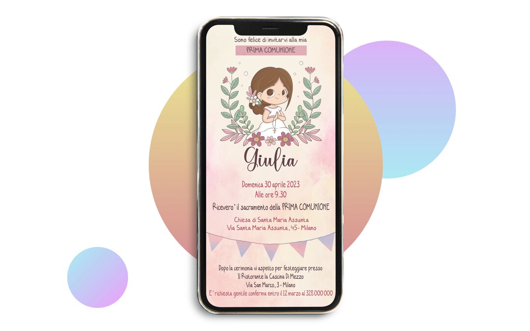 INVITO digitale PRIMA COMUNIONE - invito per festa Prima Comunione ...