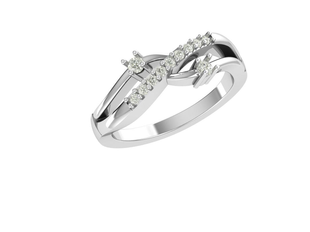 Twisted Infinity Diamond Ring in White Gold | 3D CAD Design | STL + 3DM ...