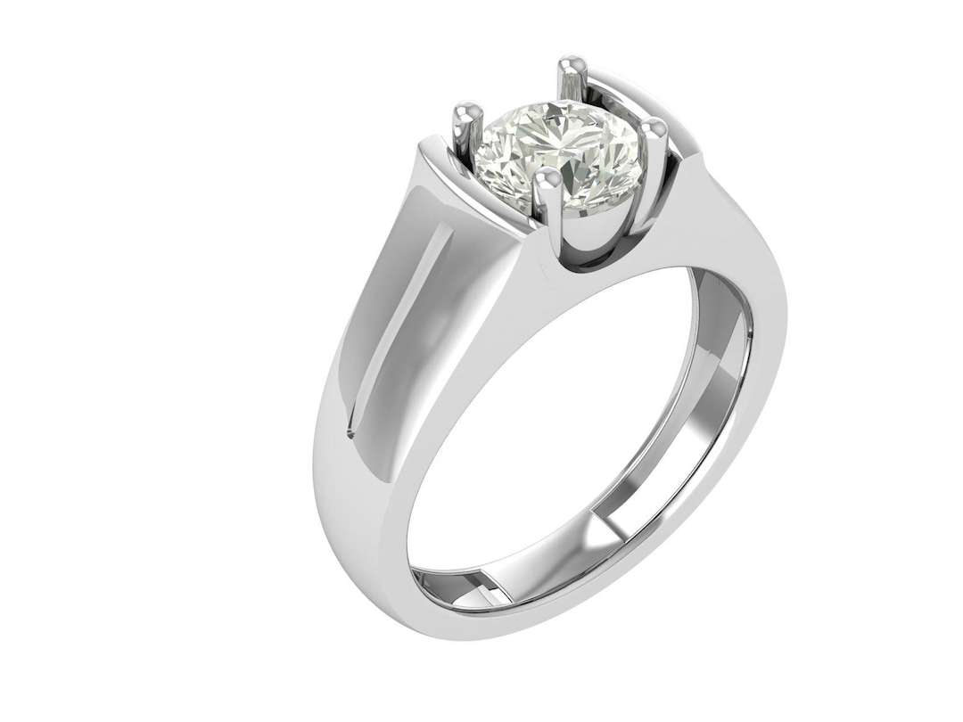 Elegant Modern Ring 3D Model | Printable Solitaire Diamond CAD Design ...