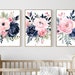 Navy Pink Flower Wall Art - Watercolor Flower Navy Pink Nursery Art ...