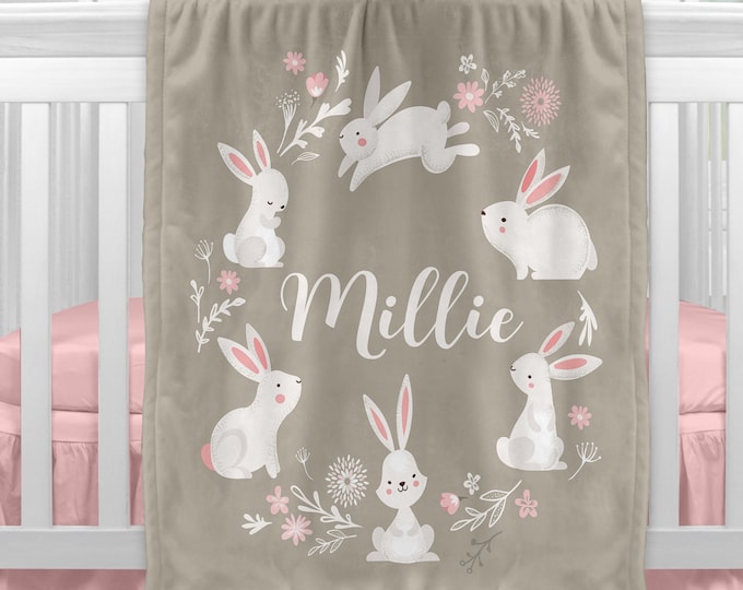 Hand Knit Bunny Baby Blanket - Etsy