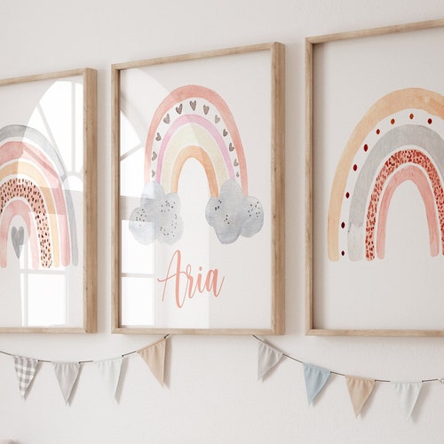 Boho Rainbow Wall Art Personalized Rainbow Name Art Prints or - Etsy