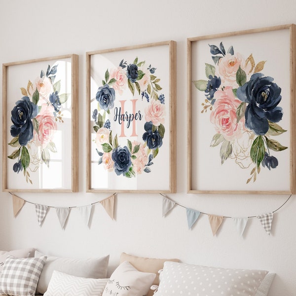 Navy Pink Nursery - Etsy