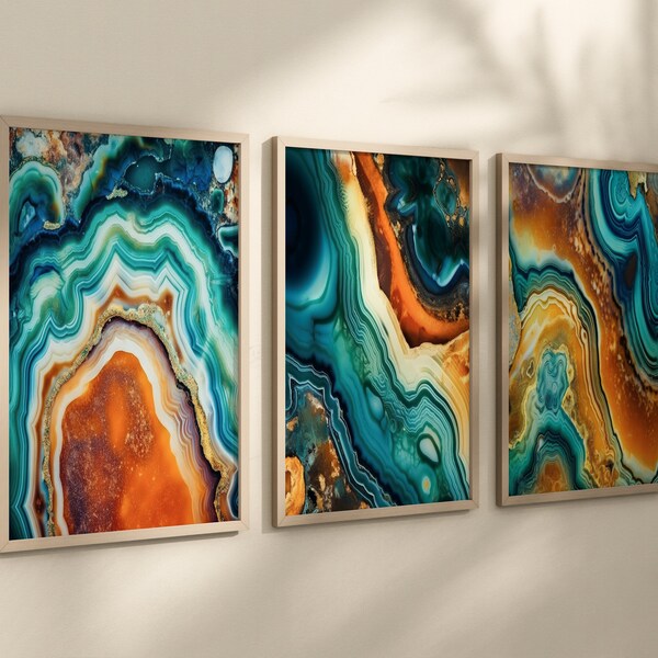Turquoise Orange Art - Etsy